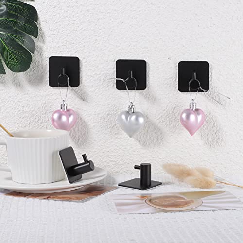 Prudiut 6 Pack Black Adhesive Hooks Heavy Duty Wall Hook Shower Hook Towel Hooks for Hanging Bathroom Bedroom Kitchen Door