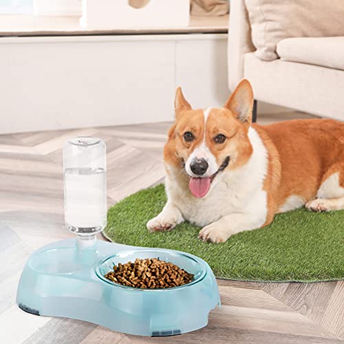 BINGPET Small Dog Bowls - Water and Food Bowl for Cat Dog - Slow Feeder Pet Bowl, Automatic Water Dispenser Detachable Feeder Bowls for Puppies and Cats