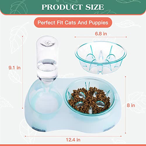 BINGPET Small Dog Bowls - Water and Food Bowl for Cat Dog - Slow Feeder Pet Bowl, Automatic Water Dispenser Detachable Feeder Bowls for Puppies and Cats