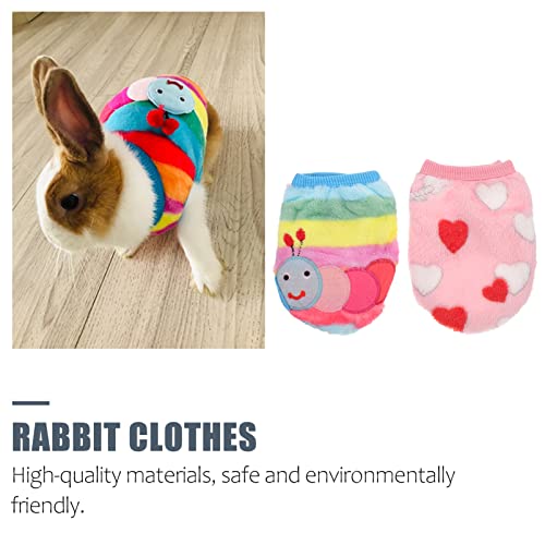 TEHAUX 2 Pieces Soft Pet Costume Rabbit Bunny Pet Clothes Warm Fleece Pet Apparel Comfortable Small Pet Vest Clothing for Small Animals Ferret Chihuahua Puppy Kitten