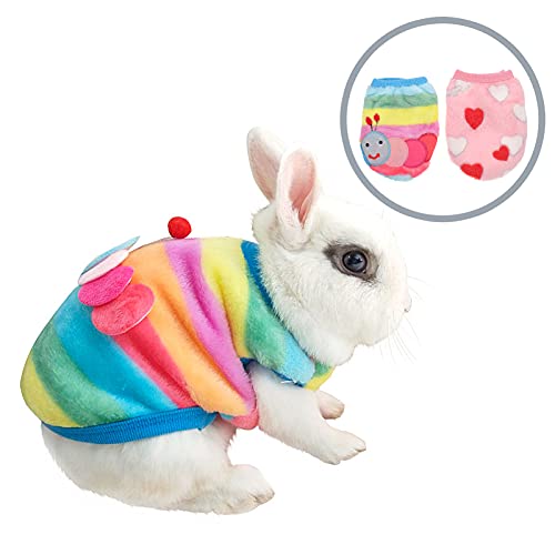 TEHAUX 2 Pieces Soft Pet Costume Rabbit Bunny Pet Clothes Warm Fleece Pet Apparel Comfortable Small Pet Vest Clothing for Small Animals Ferret Chihuahua Puppy Kitten