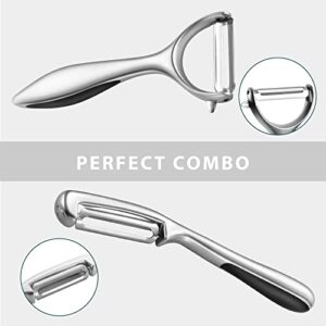 Vegetable Peelers for Kitchen - KITEXPERT Potato Peeler Set Includes A Y Peeler and An I Shape Apple Peeler, Good Grip Veggie Peeler with Non-slip Handle and Sharp Swivel Blades for Kitchen Food