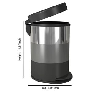 nu steel Stainless Steel Step Garbage Trash Can with Lid: 5 Liter/1.32 gal for The Kitchen, Bathroom, Bedroom, Patio, RV – 3 Tone Finish