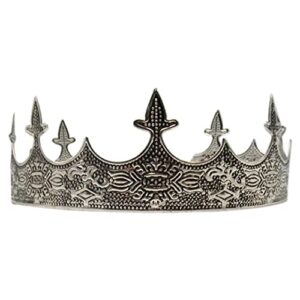 JRSMART Premium Men's Antique Silver King Crown for Prom Party Decorations