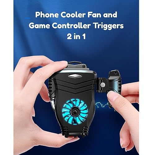 Phone Cooler Fan and Game Controller Triggers, Cellphone Radiators and Game Controller, Phone Cooler with Game Controller Triggers, Supports One Key Switching of Four Gear Modes