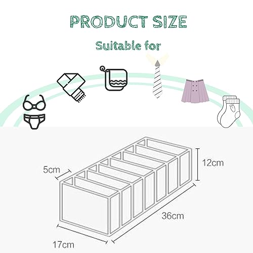 Washable Wardrobe Clothes Organizer, Upgraded 2Pcs Leggings T-Shirt Compartment Storage Box with Handles, 7 Grids Closet Organizers Storage, Foldable Drawer Mesh Separation Box for Bedroom(White)