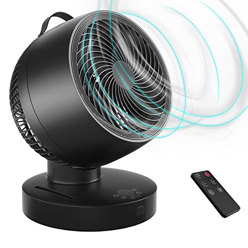 Kapoo Table Fan Air Circulator with Remote, Blade 8", 6 Speeds 4 Wind Modes, Horizontal Vertical Oscillating, Replace Floor Table Tower Fan b06, Black (GS-XXG037)