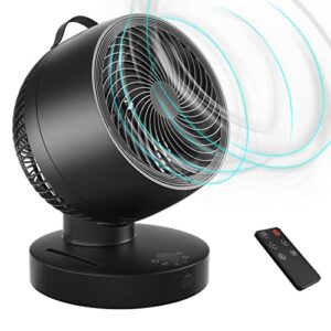 Kapoo Table Air Circulator Fan,Blade 8",6 Speeds 4 Wind Modes,With Remote Control,Horizontal Vertical Oscillating,Indoor Circulator Fan for Whole Room Temperature Equilibrium,Black,Middle,GS-XXG037