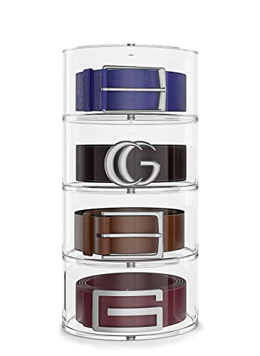 ELYPRO Premium Acrylic Belt Organizer - Sleek, Multi-Functional Storage for Belts, Jewelry, Makeup & Hair Accessories - Transparent, Rotating Drawers, Stackable & Wall-Mountable Design (XL-4)