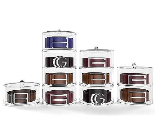 ELYPRO Premium Acrylic Belt Organizer - Sleek, Multi-Functional Storage for Belts, Jewelry, Makeup & Hair Accessories - Transparent, Rotating Drawers, Stackable & Wall-Mountable Design (XL-4)