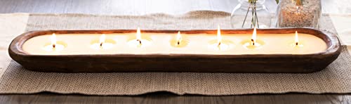 Red Barn Candle Company Wood Dough Bowl Candles | 100% All-Natural Soy Wax & Essential Oil Infused | Pet Safe + Odor Eliminating | Wooden Bread Tray | Centerpiece Farmhouse Decor (Lavender, 7-Wick)