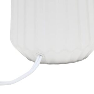 Simple Designs ‎LT1119-OFF Pleated English Ceramic Base Bedside Table Lamp, Off White