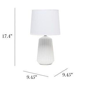 Simple Designs ‎LT1119-OFF Pleated English Ceramic Base Bedside Table Lamp, Off White