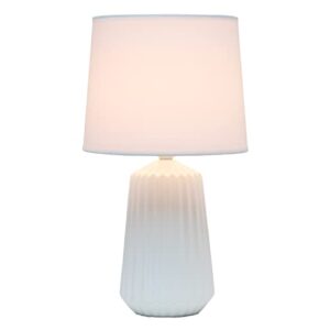 Simple Designs ‎LT1119-OFF Pleated English Ceramic Base Bedside Table Lamp, Off White