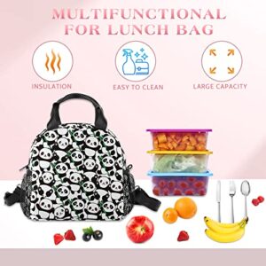 Insulated Panda Lunch Bag for Boy Girl Man Women, Reusable Lunch Box Lunch Tote Bag for Picnic Travel Office Work with Adjustable Shoulder Strap