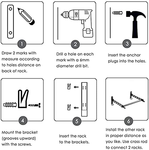 JSKRL Wall Mounted Clothes Drying Rack, Folding Laundry Drying Rack,2 Racks with Rod (Silver), Suitable for Bathroom Balcony Wardrobe Laundry Room.