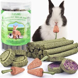 katumo 24pcs rabbit chew treats, healthy bunny treats natural timothy hay sticks rabbit chew toys small animal treats