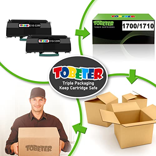 ToBeter Compatible 1700 1710 Toner Replacement for Dell 1700 1710 310-5400 310-7039 310-7022 Toner Cartridge for 1700 1700N 1710 1710N Printers (6,000 Pages, High Yield, 2 Black)