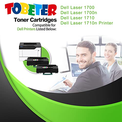 ToBeter Compatible 1700 1710 Toner Replacement for Dell 1700 1710 310-5400 310-7039 310-7022 Toner Cartridge for 1700 1700N 1710 1710N Printers (6,000 Pages, High Yield, 2 Black)