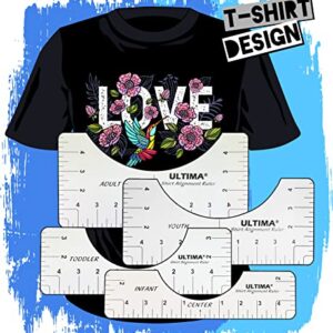 Ultima T-Shirt Alignment Guide & Centering Ruler – 4pc T Shirt Alignment Tool Used to Center Your Designs – Sizes for Adult, Youth, Toddler & Infant