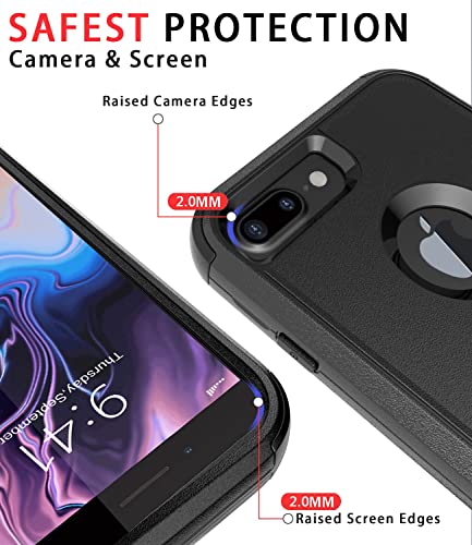 Diverbox Case [Shockproof] [Dropproof] [Dust-Proof],Heavy Duty Protection Phone Cover for Apple iPhone 8 Plus & 7 Plus (Black)