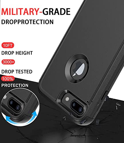 Diverbox Case [Shockproof] [Dropproof] [Dust-Proof],Heavy Duty Protection Phone Cover for Apple iPhone 8 Plus & 7 Plus (Black)