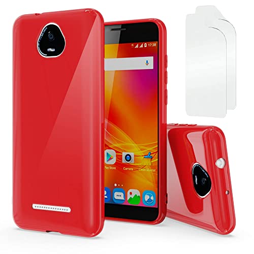 jioeuinly Case Compatible for SCHOK Volt SV55 Phone Case SCHOK SV55216 Case Cover [with Tempered Glass Screen Protector] Red