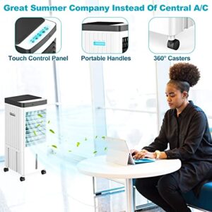 Portable Air Conditioners, 3-IN-1 Evaporative Air Cooler 2.64 Gallon Water Tank, 90° Oscillation Tower Fan, Remote, 3 Speeds, Timer, Personal AC Cooling & Humidifying, Windowless Portable AC for Room