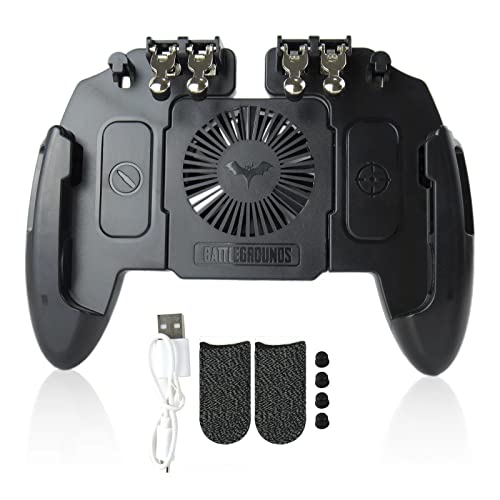 Mobile Game Controller with Cooling Fan/Phone Holder/Finger Sleeves oystick for Android iPhone Mobile Game Pad Trigger Controller Gaming Smartphone of Command Cellphone