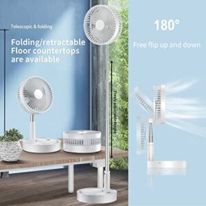 Greheywos Portable Foldable Fan with Remote Control, 7200mah Rechargeable USB Standing Fan, 7.8'' Super Quiet Table Fan with 4 Speeds, Timing Function Folding Fan, Suitable for Home Office Camp Travel