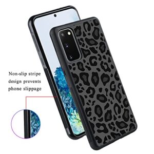 KANGHAR Case Compatible with Galaxy S20,Black Leopard Design,Tire Texture Non-Slip + Shockproof Rugged TPU Protective Case for Samsung Galaxy S20 6.2 Inch-Leopard Pattern