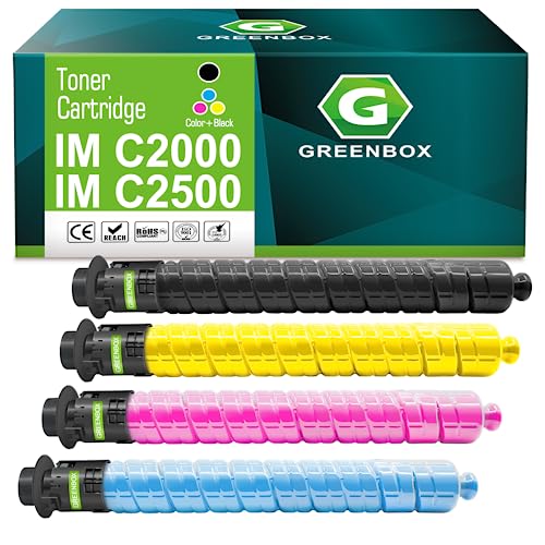 GREENBOX Compatible Toner Cartridge Replacement for Ricoh IM C2500 C2000 842307 842310 842309 842308 for IM C2500 C2000 Printer (1 Black 1 Cyan 1 Magenta 1 Yellow)