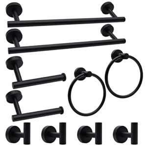 5/10/20pcs bathroom hardware set, matte black/brushed nickel/brushed gold bathroom hardware set, including 16" hand towel bars, toilet paper holders, towel rings, robe towel hooks (10pcs, black)