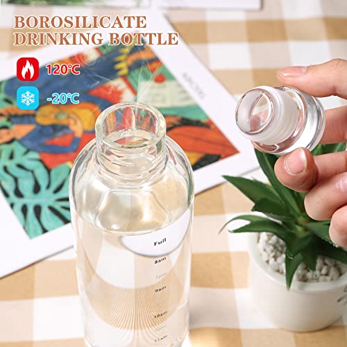 Clear Glass Water Bottles With Time Marker Non-slip Sleeve And Lids, Reusable Glass Drinking Bottles, Drink Water Bottle 26 Oz，Suitable For Drinks, Juices, Sodas, Coke, As Gifts Etc.(750ml)