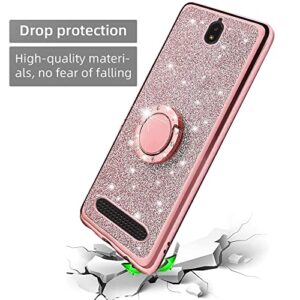 B-wishy for Blu View 2 Case for Women, Glitter Crystal Slim TPU Luxury Bling Cute Protective Cover with Kickstand+Strap for Blu View 2 B130DL