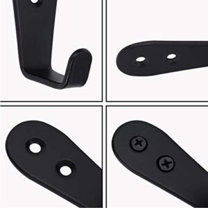 Wall Hooks Heavy Duty Coat Towel Key Robe Black Hanger Thickened Pure Metal with Screws Hole Installation Never Falling Hook (8 Black Seven Hooks)