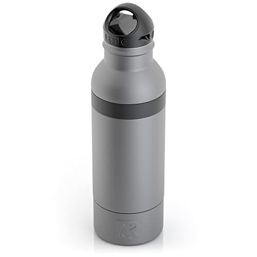 RTIC Bottle Chiller Water Bottle Insulated Cooler for 12oz Glass Soda Bottle or 16oz Aluminum Bottle, Double Wall Vacuum Insulation, Stainless Steel Sweat Proof with Built-In Bottle Opener, Graphite