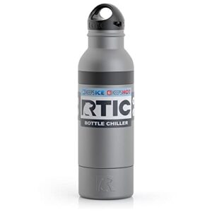 RTIC Bottle Chiller Water Bottle Insulated Cooler for 12oz Glass Soda Bottle or 16oz Aluminum Bottle, Double Wall Vacuum Insulation, Stainless Steel Sweat Proof with Built-In Bottle Opener, Graphite