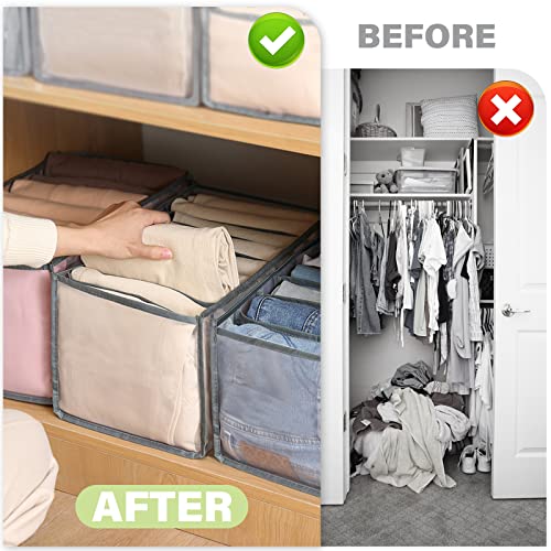 Unigee Wardrobe Clothes Organizer Storage for Clothes Mesh Nylon Drawers Organizer Washable Clothes Drawer Organizer Foldable Closet Organizer Visible Grid Storage Box for T-shirts Cardigans Skirts