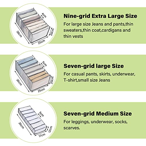 Unigee Wardrobe Clothes Organizer Storage for Clothes Mesh Nylon Drawers Organizer Washable Clothes Drawer Organizer Foldable Closet Organizer Visible Grid Storage Box for T-shirts Cardigans Skirts