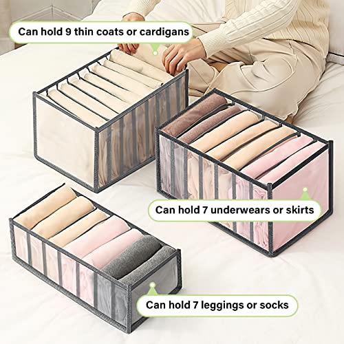 Unigee Wardrobe Clothes Organizer Storage for Clothes Mesh Nylon Drawers Organizer Washable Clothes Drawer Organizer Foldable Closet Organizer Visible Grid Storage Box for T-shirts Cardigans Skirts