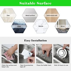 NiHome 2PCS Adhesive Sponge Holders SUS304 Stainless Steel Mini Kitchen Sink Caddy Set, Two Small Sizes for Kitchen Accessories Brushes Scrubs Rustproof Waterproof Quick-Drying Minimal Space Saving