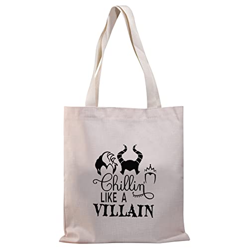 BDPWSS Chillin Like a Villain Tote Bag For Villain Fans Gift Bad Princesses Travel Pouch Resting Witch Face Gift (chillin like TG)