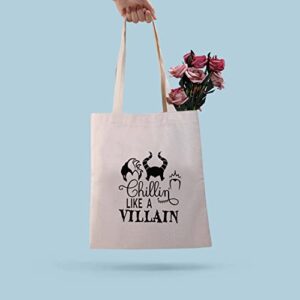 BDPWSS Chillin Like a Villain Tote Bag For Villain Fans Gift Bad Princesses Travel Pouch Resting Witch Face Gift (chillin like TG)