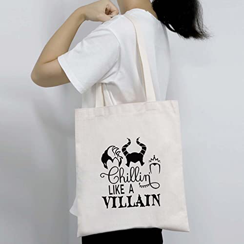 BDPWSS Chillin Like a Villain Tote Bag For Villain Fans Gift Bad Princesses Travel Pouch Resting Witch Face Gift (chillin like TG)