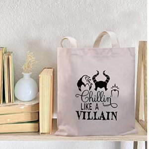 BDPWSS Chillin Like a Villain Tote Bag For Villain Fans Gift Bad Princesses Travel Pouch Resting Witch Face Gift (chillin like TG)