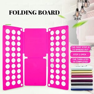 Shirt Folding Board, Folding Board t Shirts Folding Laundry Organizer Dress Pants Towels Folder for Kids to Fold Clothes (Rose Red)