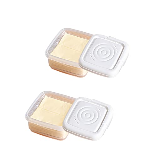 2 Pack-Plastic Cheese Storage Containers with Lids Airtight,Cheese Slice Storage, Keeps Cheese Fresh and Delicious Cheese Container for Fridge (White)