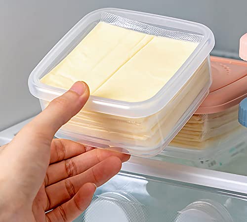 2 Pack-Plastic Cheese Storage Containers with Lids Airtight,Cheese Slice Storage, Keeps Cheese Fresh and Delicious Cheese Container for Fridge (White)