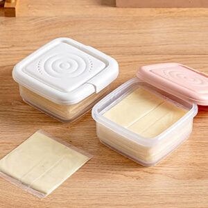 2 Pack-Plastic Cheese Storage Containers with Lids Airtight,Cheese Slice Storage, Keeps Cheese Fresh and Delicious Cheese Container for Fridge (White)